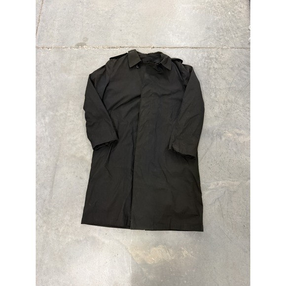 Jackets & Coats | Army Trench Coat Mens 38r Black Good Faux Fur Lined ...